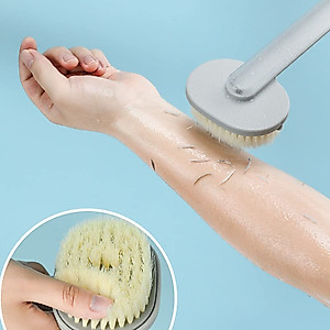 2 Pack Back Scrubber for Shower, Long Handled Shower Brush with Soap Dispenser, Back Brush Long Handle for Shower, Exfoliating Body Scrubber for Shower Brush with Soft Bristles(Grey, Pink)