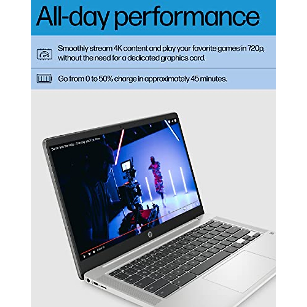 HP Chromebook 14 Laptop, Intel Celeron N4120, 4 GB RAM, 64 GB eMMC, 14" HD Display, Chrome OS, Thin & Portable, 4K Graphics, Long Battery Life, Ash Gray Keyboard (14a-na0210nr, 2022, Mineral Silver)