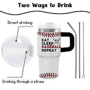 Baseball Gifts for Boys 8-12, Baseball Tumbler with Handle and Straw for Kids 14 Oz, Insulated Stainless Steel Baseballs Stuff Accessories for 6-8 12-14 Boys Girls Player Lovers