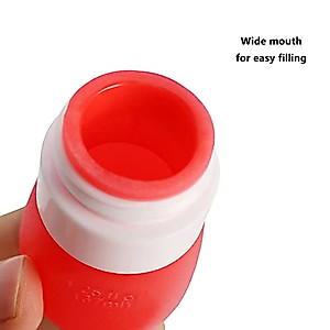 Timiuu Squeeze Salad Dressing Bottles with Cleaning Brush | Portable Sauce Bottle Condiment Bottles | Dressing to Go for Lunch | 1.3 OZ, Set of 4 | Food-grade Silicone, BPA Free