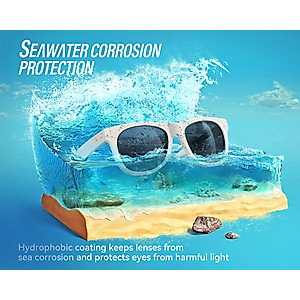 VELAZZIO Polarized Sunglasses for Men Women Fashion Sunglasses UV400 Protection Lightweight (White Frame Grey Lens)