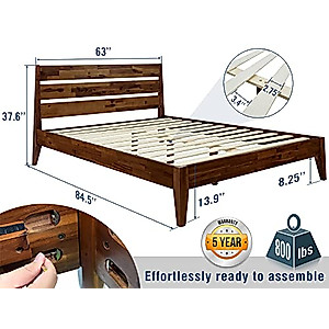 Acacia Emery 14 Inch Wood Platform Bed Frame V1 (Chocolate, Queen)