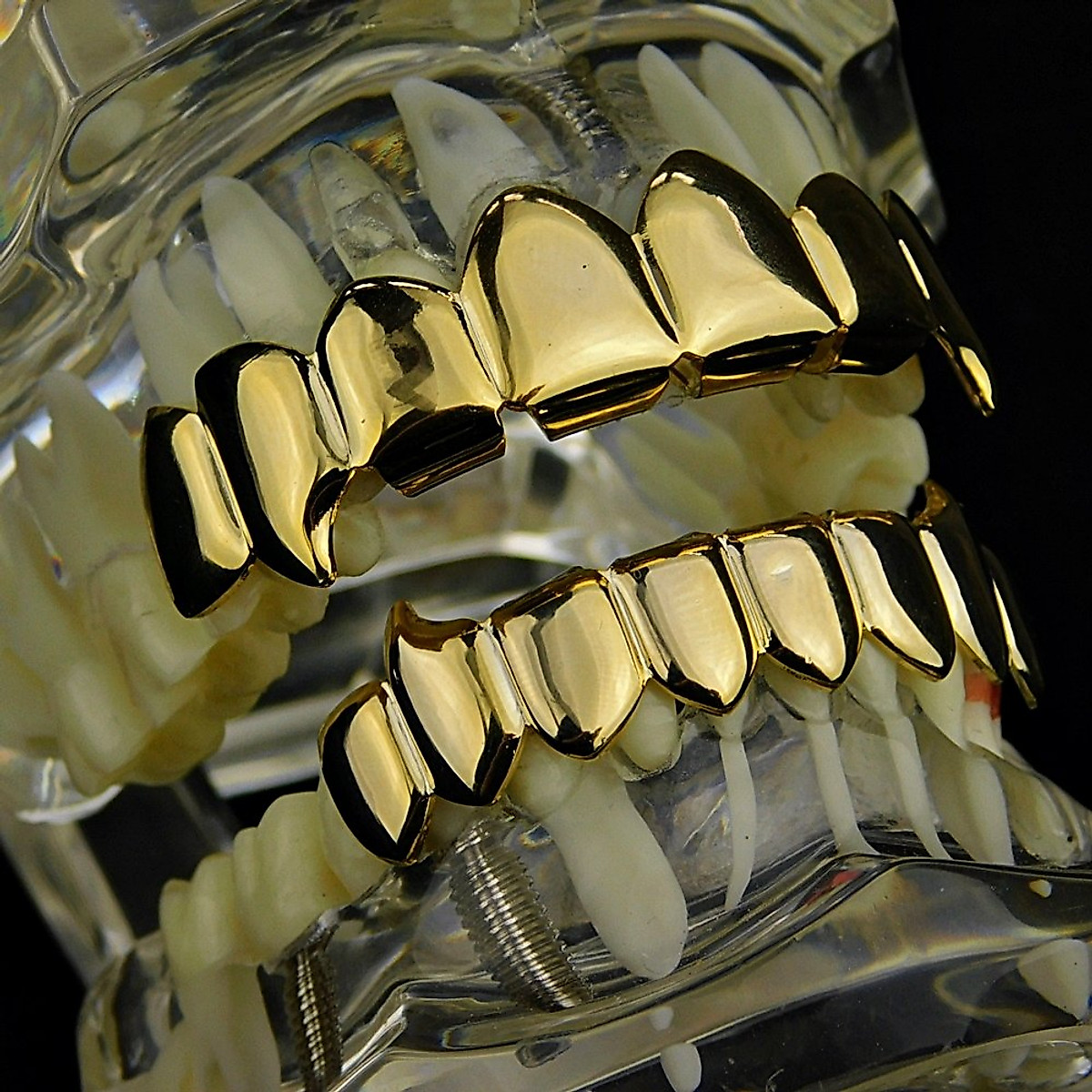 Fang Grillz Set 14k Gold Plated 8 Top Teeth Fangs Eight Bottom Hip Hop Vampire Mouth Grills