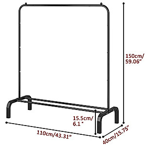OTROUWORHT Clothes Rack Metal Clothing Rack with Bottom Shelf Garment Rack for Hanging Clothes Shirts Jeans and Coats Black