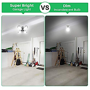 LED Garage Light 100W, 2020 Upgraded Adjustable 4 Panels Super Bright Garage Ceiling Lighting, E26 Screw in Deformable 96 LED Work Light for Garage, Shop, Basement, Workbench, Attic, Gym, Barn Lights