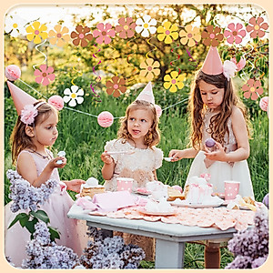 28 Pcs Boho Party Swirls Decor with 1 Pc Groovy Boho Garland Decor Flower Garland Decorations Daisy Garland Flower Banner Hippie Hanging Swirls Groovy Party Decorations for Retro Birthday Baby Shower