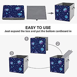 Space Galaxy Constellation Collapsible Storage Bins Basics Folding Fabric Storage Cubes Organizer Boxes with Handles