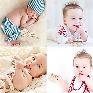 Whaline 13Pcs Baby Monthly Milestone Cards with Tassel Wooden Boho Baby Macrame Milestone Discs Newborn to 1 Year Hello World Baby Birth Announcement Sign for Baby Shower Photo Props