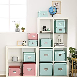 X-super Home Decorative Storage Cardboard Boxes with Lip Sturdy Organizer Gift Boxes for Keepsake Toys Photos Memories Closet Nursery Office File Wardrobe Bookshelf Display Case