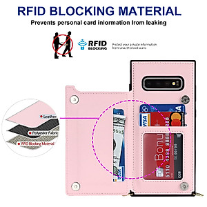 Protective Case Compatible with Galaxy S9 Plus - Adjustable Crossbody Lanyard + Zipper Cash Pocket Wallet Leather Case Card Slot Kickstand Metal Close Cover for Samsung Galaxy S9 Plus [SK] -Pink