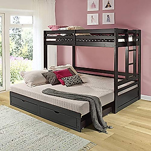 Jasper Twin to King Extending Day Bed with Bunk Bed and Storage Drawers, Espresso