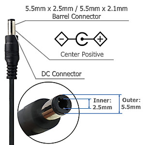 Excelity AC/DC 15V 650mA 2A Max Wall Charger Power Supply Switching Adapter with Tip 5.5 x 2.5mm / 5.5 x 2.1mm