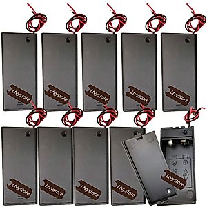Ltvystore 9V Battery Holder Box Case Black, 10Pcs ABS DIY 9 Volt Battery Storage Holder Case Boxes Pack with ON/Off Switch Power Bank Cases