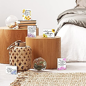 6 Pieces Bible Verse Mini Wood Signs Inspirational Christian Wooden Decors Farmhouse Wood Decor Inspirational Rustic Decorative Sign Scripture Tabletop Art Decor Wood Blocks for Home Table