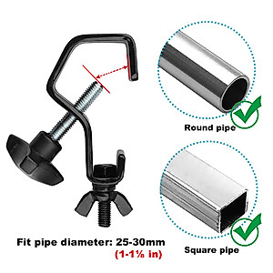 6 Pack Black Truss Clamps Stage Light Hook, Heavy Duty Iron C Clamp Fits Pipe OD 1-1⅛ inches (25-30 mm), Max Load 30 lb, for DJ Par Lighting Spot Lights Moving Head, TUV