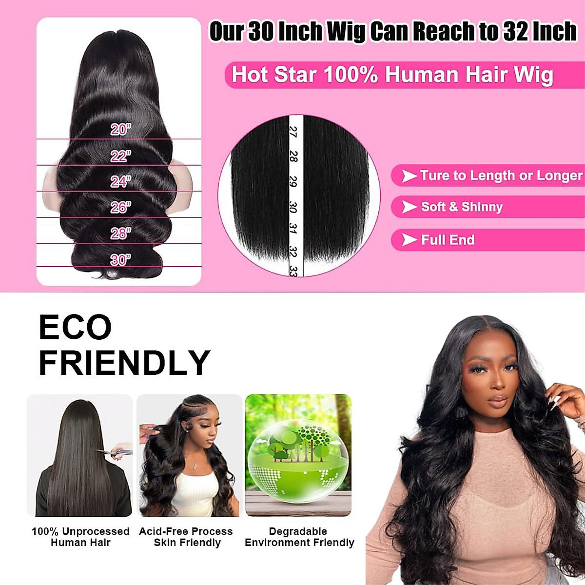 HOT STAR 210% Density HD 13x6 30 Inch Lace Front Wigs Human Hair Pre Plucked Glueless Body Wave Human Hair Wigs for Black Women HD Lace Frontal Wigs Human Hair