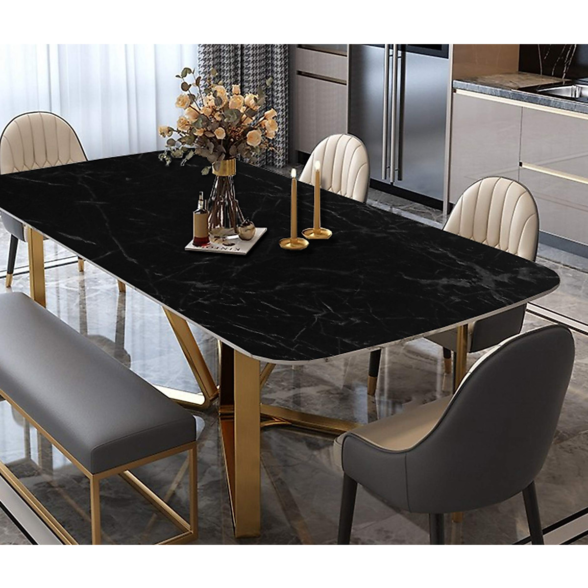 Arthome Black Marble,17"x120" Inches Peel and Stick Wallpaper, Black Marble Contact Paper Self-Adhesive and Removable Vinyl Wallpaper Waterproof Contact Paper for Cabinets Countertops Wall Covering