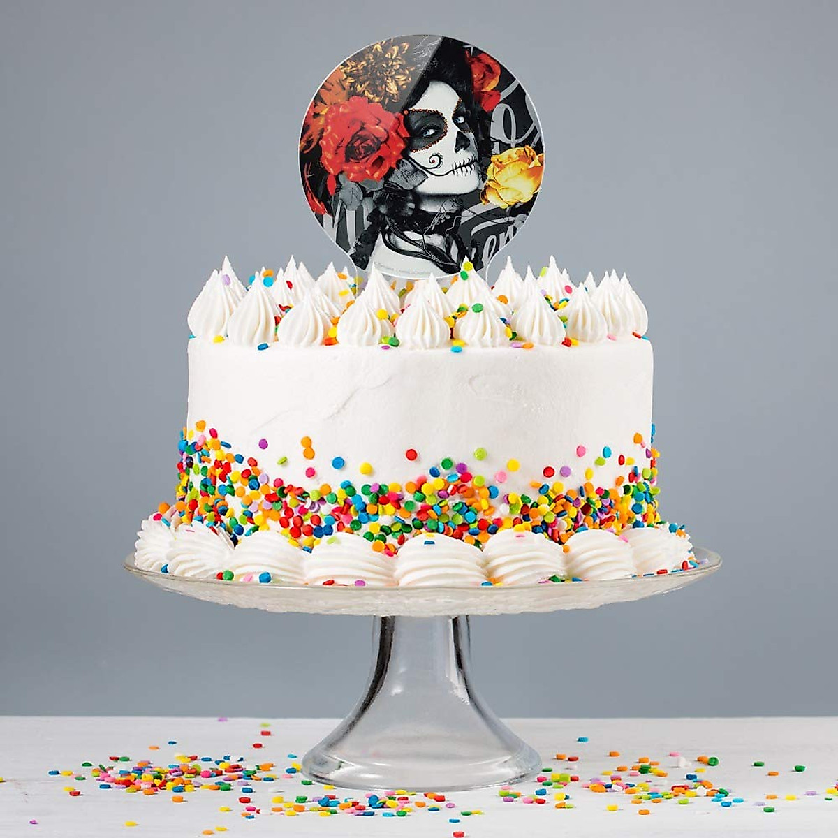 Acrylic Dia de los Muertos Day of the Dead Woman Tattoo Cake Topper Party Decoration for Wedding Anniversary Birthday Graduation