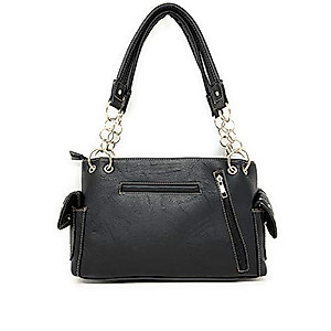 Western Women's Concealed Carry Angel Wings Cross Faith Hope Love Western Handbag Tote Purse in 3 Colors (Black Handbag Only)