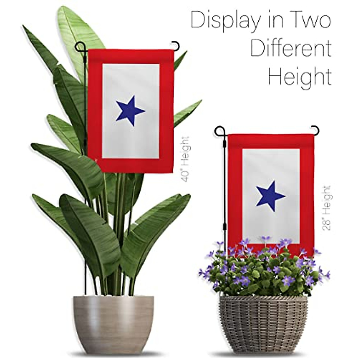 Blue Star Service Garden Flag - Set with Stand Armed Forces Military All Branches Support Honor United State American Veteran Official - House Banner Small Yard Gift Double-Sided 13 X 18.5