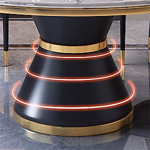 LAKIQ Modern Round Dining Table with Lazy Susan Marble Kitchen Dining Room Table Pedestal Dining Table(White Lazy Susan,47.2" L x 47.2" W x 29.5" H)