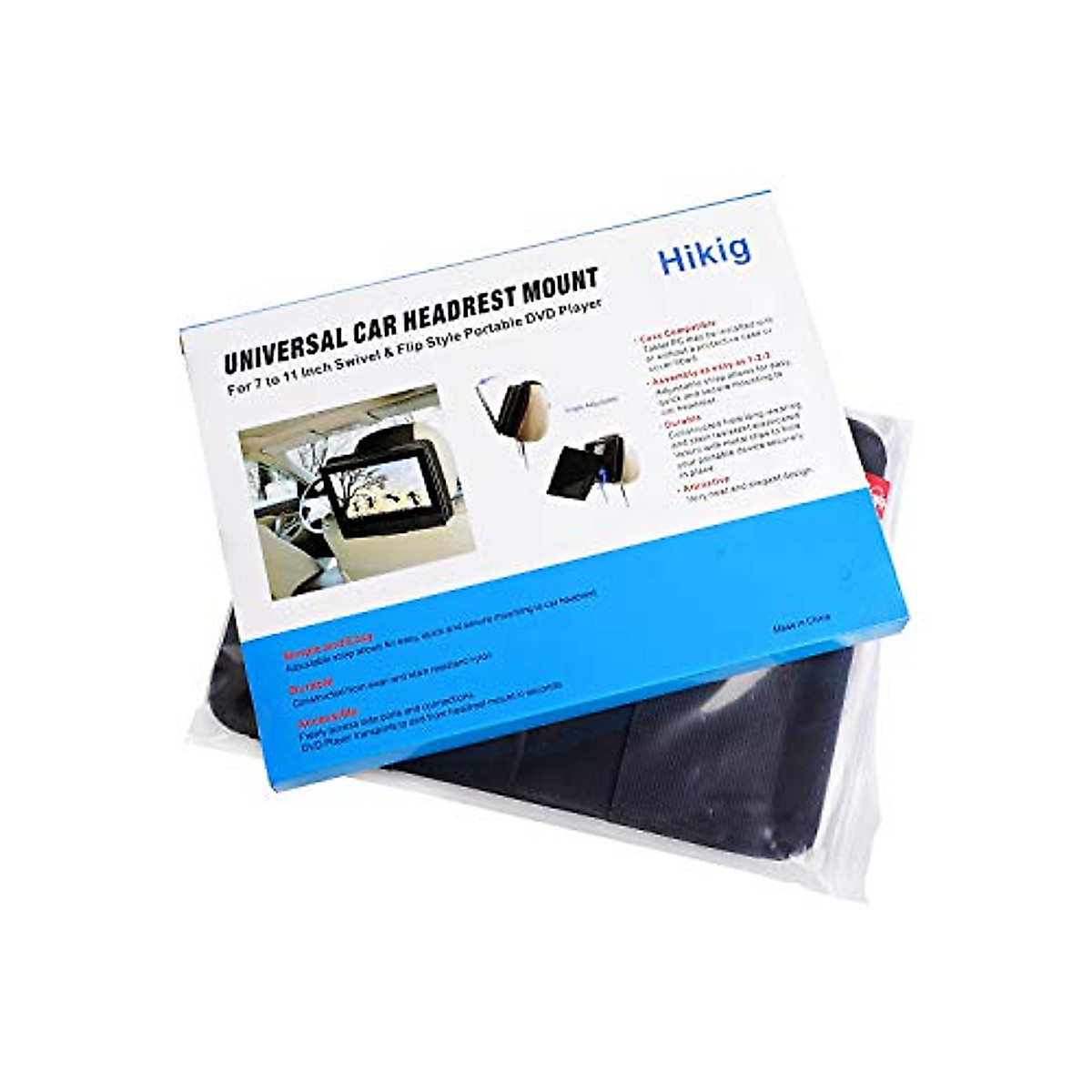 Hikig DVD Player Headrest Mount Holder Portable DVD Player Mount Car Back seat Headrest Holder for Swivel & Flip Portable DVD Player 7 ~ 11 Inch