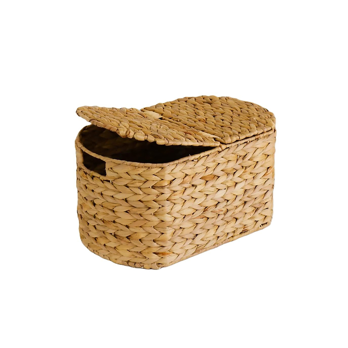 Eden Grace Handmade Oval Woven Wicker Basket with Lid - Stylish Storage Solutions for Home Organization Large