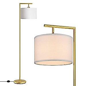 EDISHINE 63" Floor Lamp for Living Room, Tall Standing Lamp with Adjustable Linen Shade, Modern Arched Reading Lamp for Bedroom, Office