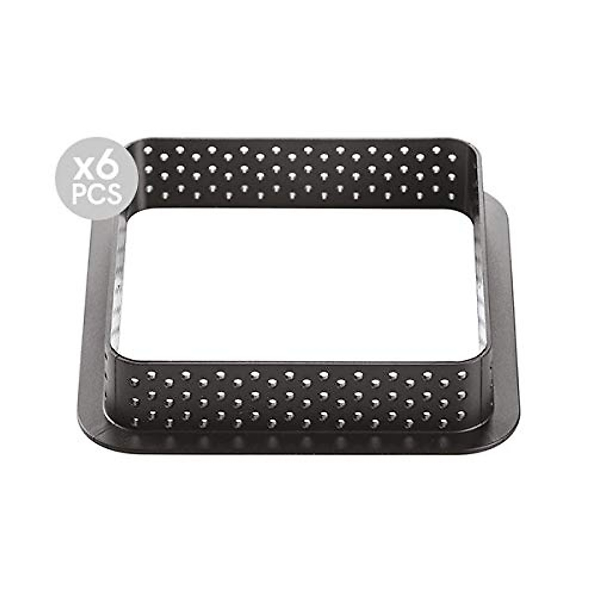 Silikomart "Kit Tarte Ring Square 80x80 Silicone Mold with 6 Cavities, Each 2.63 Inch x 2.63 Inch x 0.59 Inch High, Plus 6 Heat-Resistant Perforated Plastic Square Cutting Rings