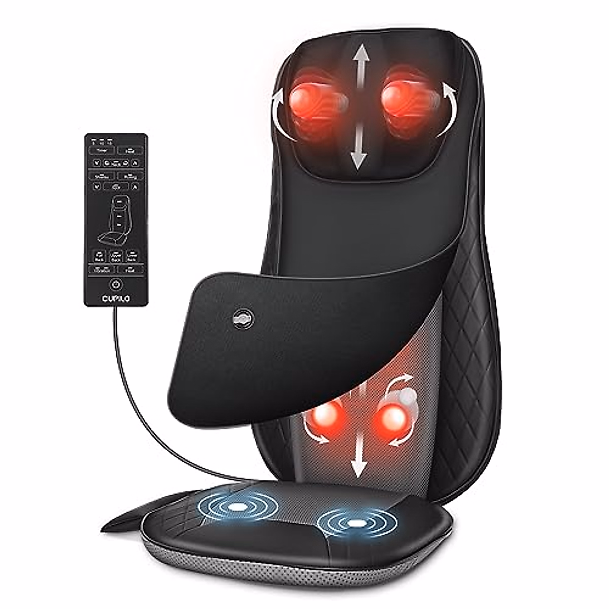 CuPiLo Shiatsu Back Neck Massager with Heat, Kneading Full Body Massage Chair for Back Pain, Inflatable Flaps, Electric Massage Seat Cushion, Seat Massage Pad, Christmas Gifts for Dad, Mom, Him, Her