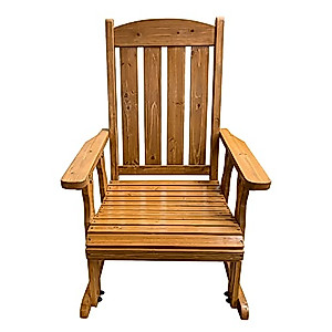Wooden Rocking Chair with Comfortable Backrest Inclination, High Backrest and Deep Contoured Seat, Solid Fir Wood, Heavy Duty 600 LBS, for Both Outdoor and Indoor, Backyard, Porch and Patio