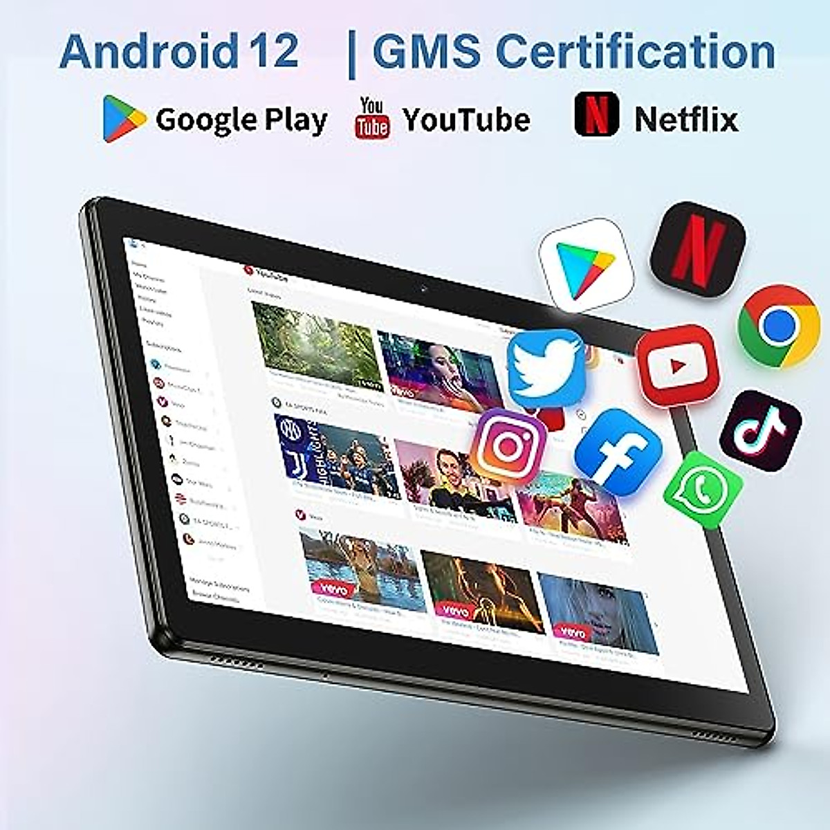 Android Tablet, 10 inch Android 12 Tablet, 2GB RAM 32GB ROM, 512GB Expand Android Tablet with Dual Camera, WiFi, Bluetooth, IPS HD Touch Screen, Google GMS Certified