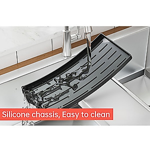 TOOCA BEAR Expandable Small Dish Drying Rack, Stainless Steels Over Sink Dish Drainer with Silicone Drying Tray Dish Racks for Kitchen Counter