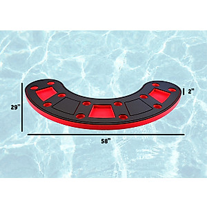 Polar Whale Giant Red and Black Floating Bar Table Tray Bartender Drink Holder for Pool or Beach Party Float Lounge Refreshment Durable UV Resistant Foam 15 Compartment with Cup Holders 5 Feet Long