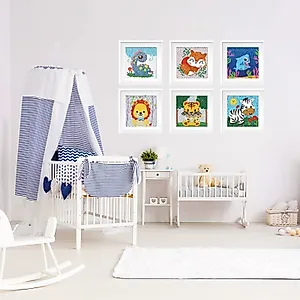 MVVMTOP 16 Pack Diamond Painting Kit for Beginner Gem Art Kits Paint by Number Holiday Crafts Supplies Gifts for Wall ，Tabletop(6''X6'',Cute Mini Animal)