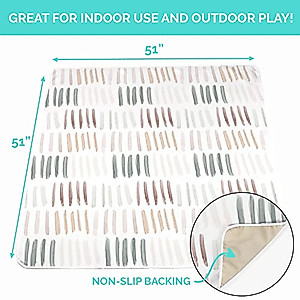 JumpOff Jo – Baby Splat Mat for Under High Chair,– Washable Waterproof Baby Floor Mat for Arts and Crafts Playtime and Dining Table or Booster Seat, Reusable Fabric 51"x51" - Dashes