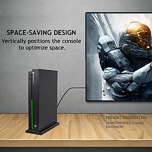 FASTSNAIL Vertical Cooling Stand Compatible with Xbox One X, Cooling Fan Stand Compatible with Xbox One X with 3 USB Ports and a Light Bar (Only Compatible with Xbox one X)