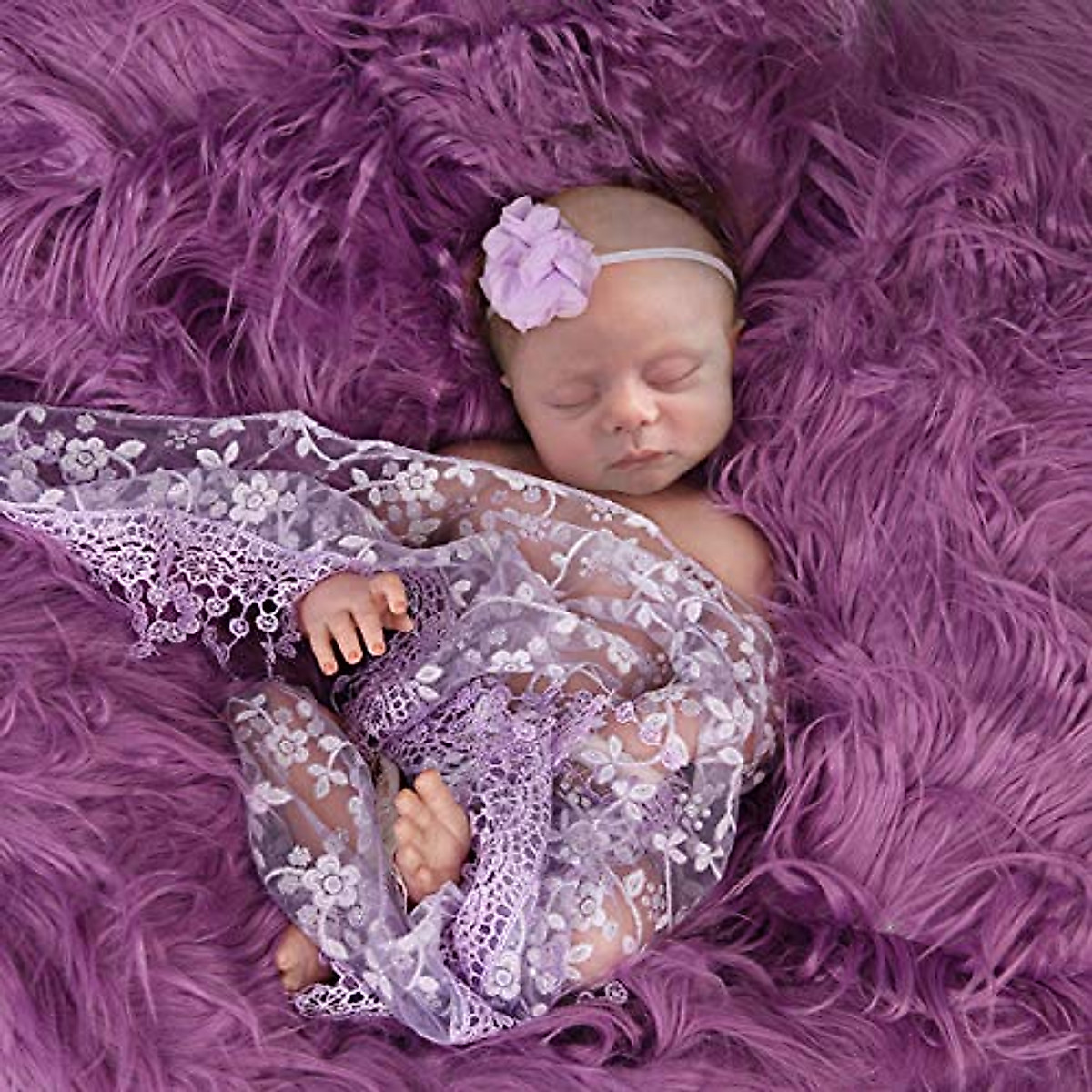 Camidy Baby Photo Props,3pcs Baby Fluffy Blanket + Newborn Wrap + Flower Headband Set Boys Girls DIY Photography Outfits