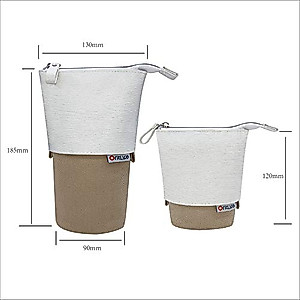 Oritlife Pop-up Pencil Case, Transformer Standing Stationery Pencil Holder PU+Cotton, Telescopic Pencil Pouch Bag Cosmetic Bag With Zipper For School College Office (Blue)