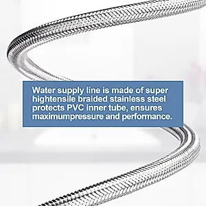 Miucui [4-Pack 24 Inch] 1/2" FIP x 3/8" COMP Faucet Supply Lines, Bathroom Faucet Hose Connector, 304 Stainless Steel Braided Water Supply Line