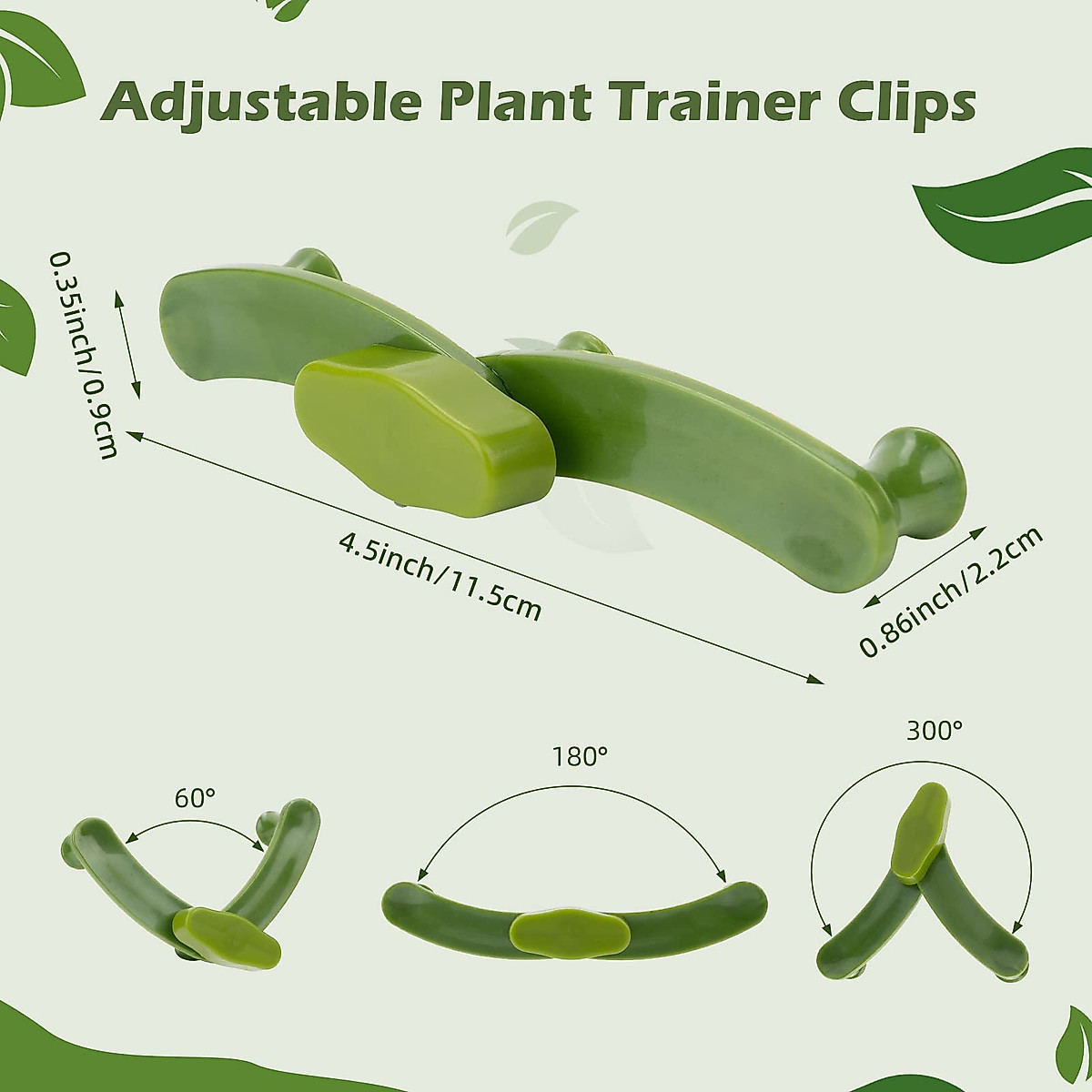 LAHONI 10 Pieces Plant Branch Benders, Adjustable Plant Training Clips Plastic Branches Trainer for Plants Training, Bonsai Modeling (Green)