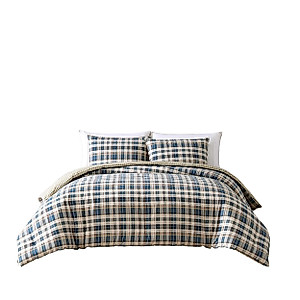 Eddie Bauer - King Duvet Cover Set, Reversible Bedding with Matching Shams, Plaid Home Decor for All Seasons (Port Gamble Blue, King)