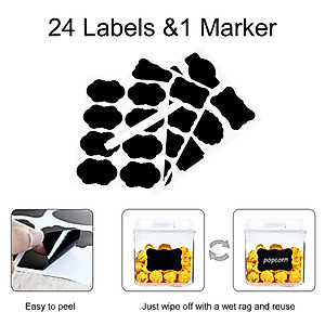 AIYULONG Airtight Food Storage Container Set - 7 Piece Set Clear Plastic Containers with Easy Lock Lids, for Kitchen Pantry Organization and Storage, Include 24 Labels (White)