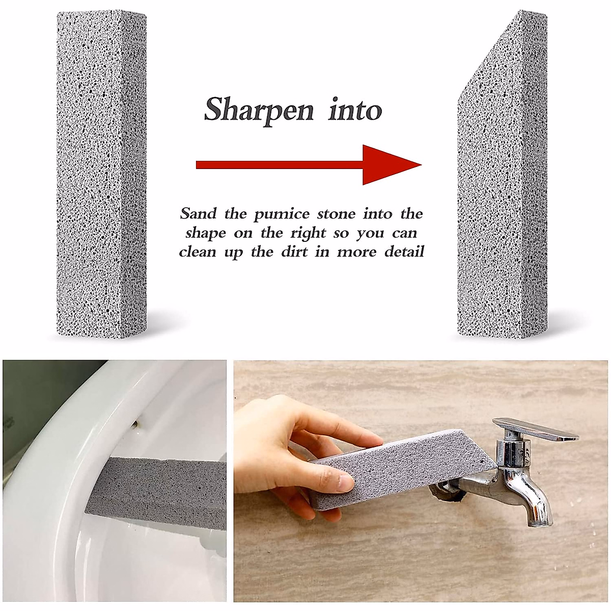 RPYUEYOU 6 Pack Pumice Stone Toilet Bowl Clean Brush, Remove Toilet Bowl Hard Water Rings, Calcium Buildup and Rust Suitable for Cleaning Toilet, Bathroom, Kitchen Sink, Grill