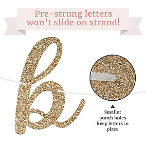Pre-Strung Sweet Baby Girl Banner - NO DIY - Gold Glitter Baby Shower Gender Reveal Party Banner For Girl - Pre-Strung Garland on 8 ft Strand - Baby Shower Party Decorations. Did we mention no DIY?