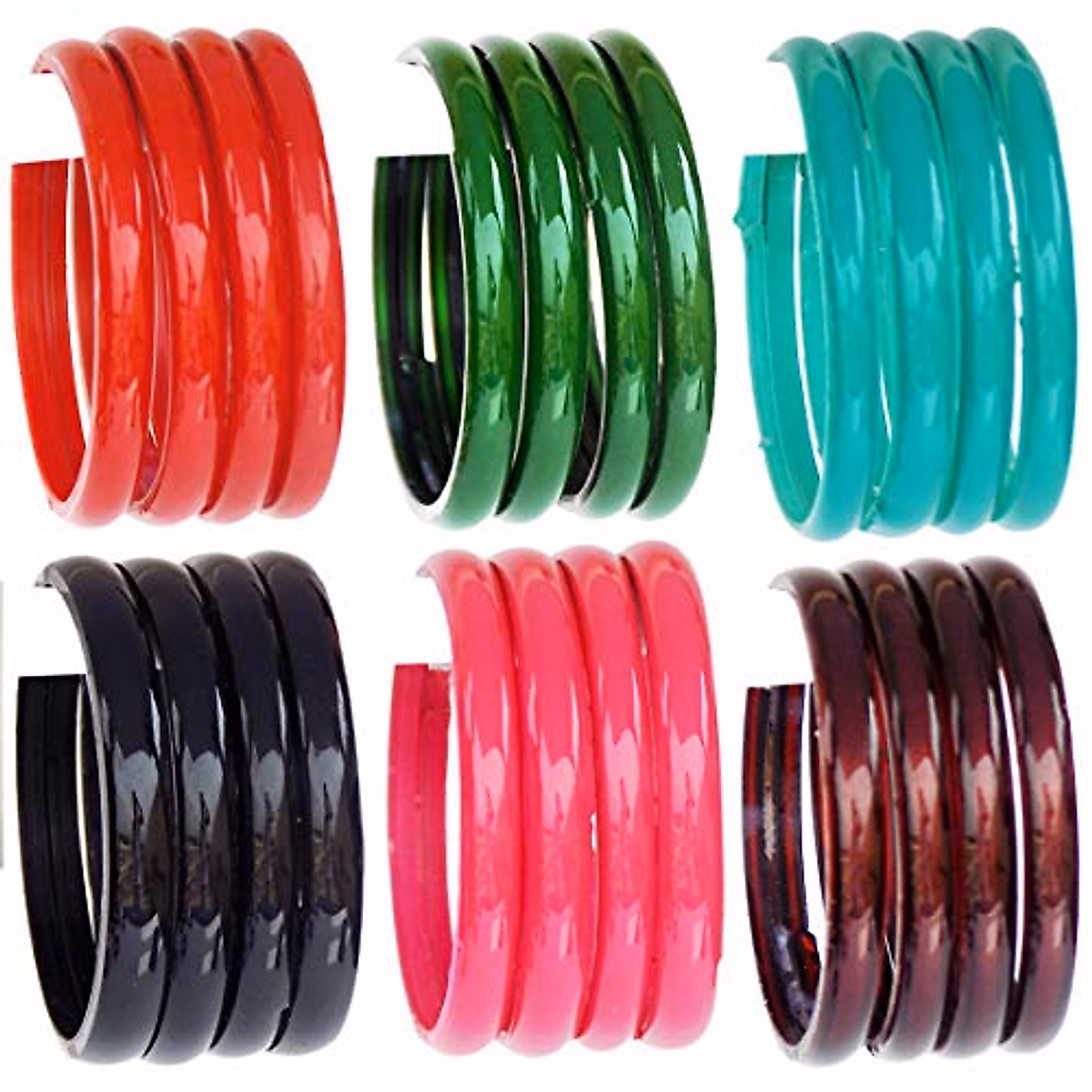 JD'Z COLLECTION Indian Jewelry Glass Bangles for Women Bollywood Plain Glass Bangles Set of 4p Traditional Costume Matching Bracelets Bangles For Women/Girls (Green 2.8)