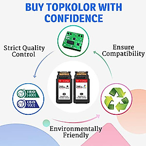 Topkolor Higher Yield 245XL 246XL Remanufactured Ink Cartridge Replacement for Canon 245 and 246 for Pixma MG2522 MG2420 MX490 IP2820 MG2920 MG2922 MG2924 MG2520 MX492 Printer (1 Black 1 Tri-Color)