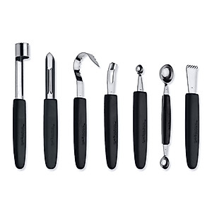 BergHOFF Essentials 8Pcs Garnishing Set in Bag, Lemon Zester, Double & Single Melon Baller, Channel Knife, Butter Curler, Peeler, Apple Corer, Great for Gift, Professional & Domestic Use