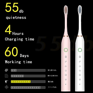 Lukern 2 Pack Clean Toothbrush for Adult Soft Toothbrushes Standard Size with 8 Brush Heads Travel Use White+Black