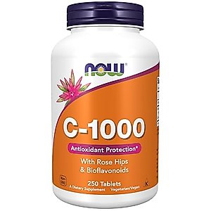 NOW Supplements, Vitamin C-1,000 with Rose Hips & Bioflavonoids, Antioxidant Protection*, 250 Tablets